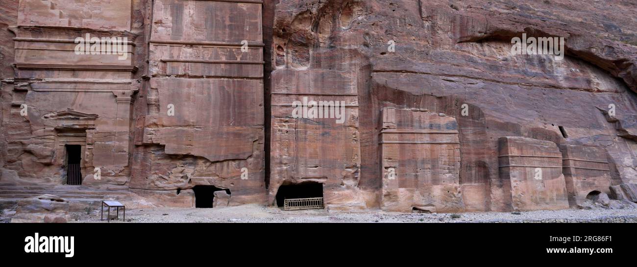 View of tombs along the Street of Facades, Petra city, UNESCO World ...