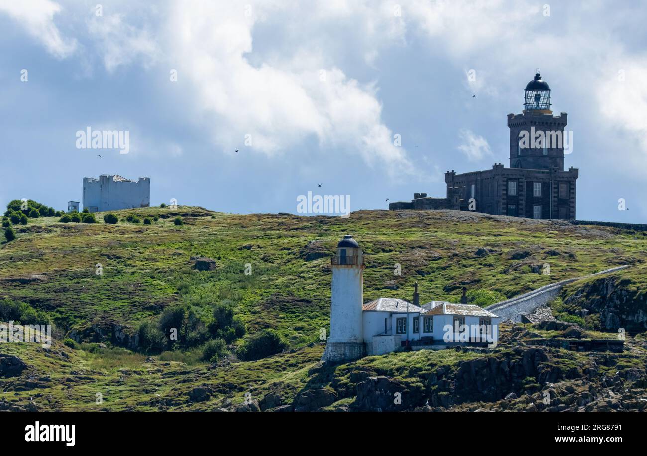 Historic lighthouses on the Isle of May, Scotland Stock Photo - Alamy