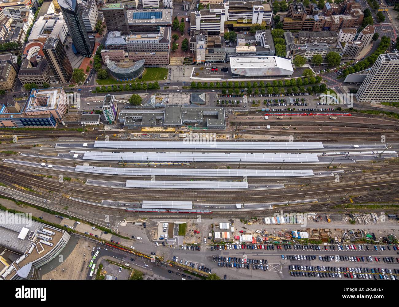 Aerial view, Dortmund main station, construction site, platforms and ...