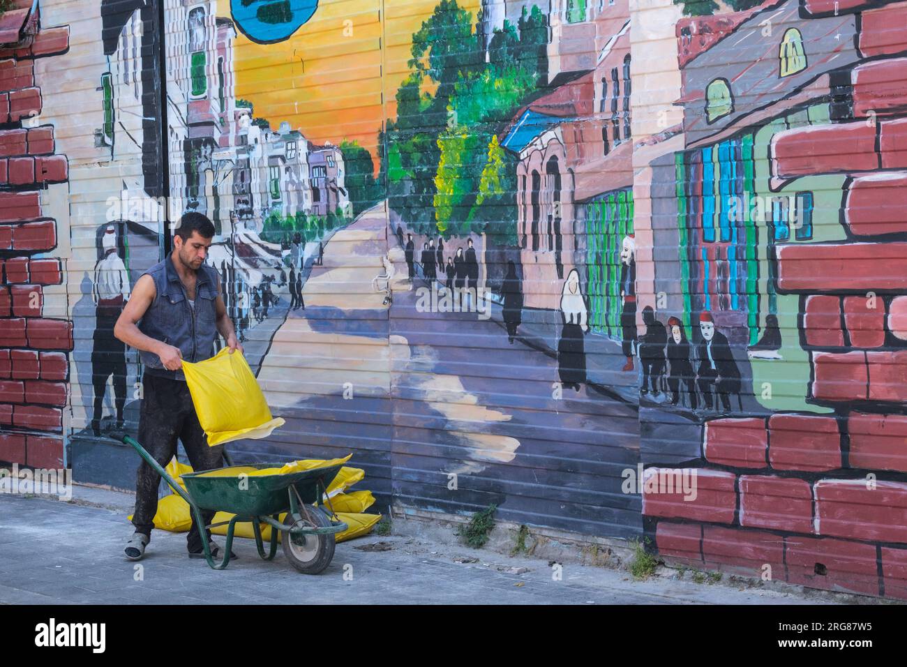 Istanbul, Turkey, Türkiye. Uskudar Street Scene. Laborer Loading ...