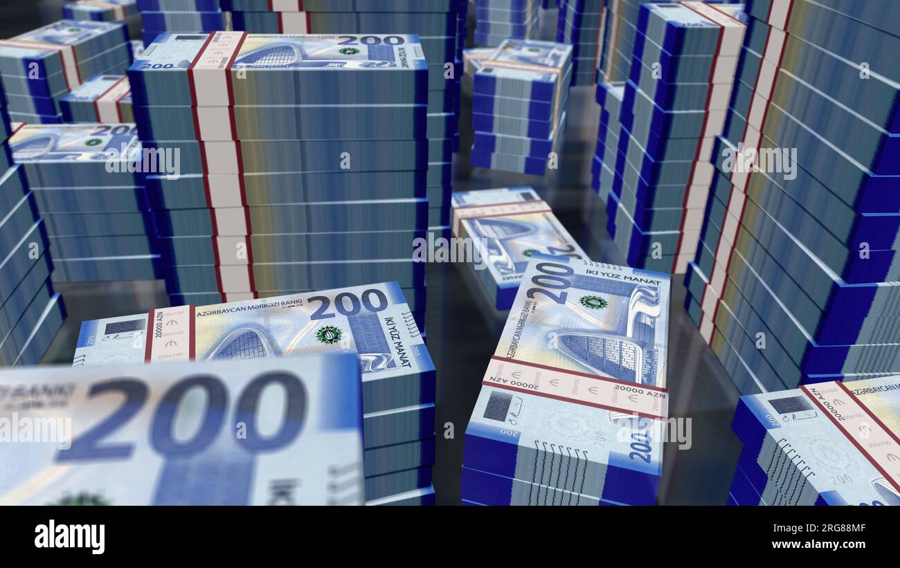 Azerbaijan money Azerbaijani Manat money pack 3d illustration. 200 AZN ...
