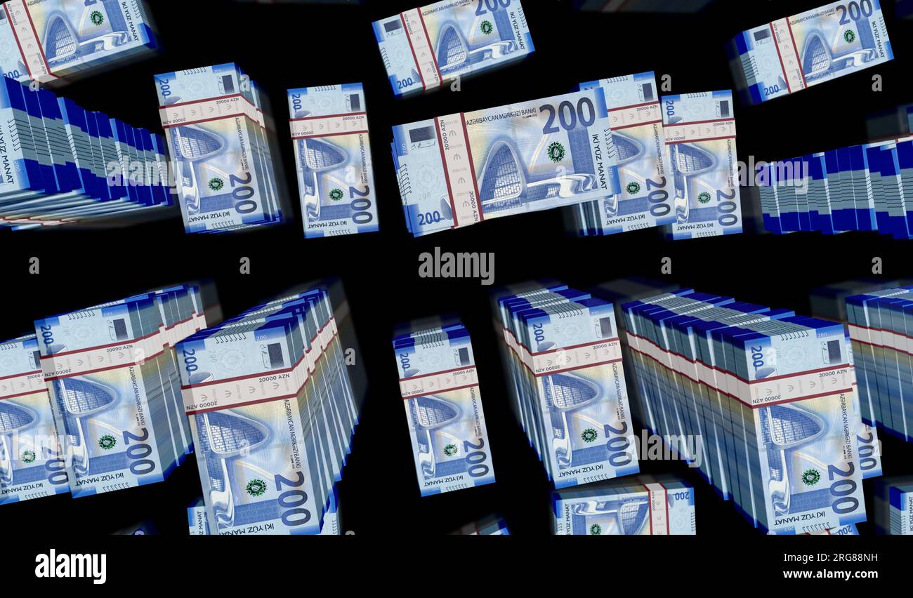 Azerbaijan money Azerbaijani Manat money pack 3d illustration. 200 AZN ...