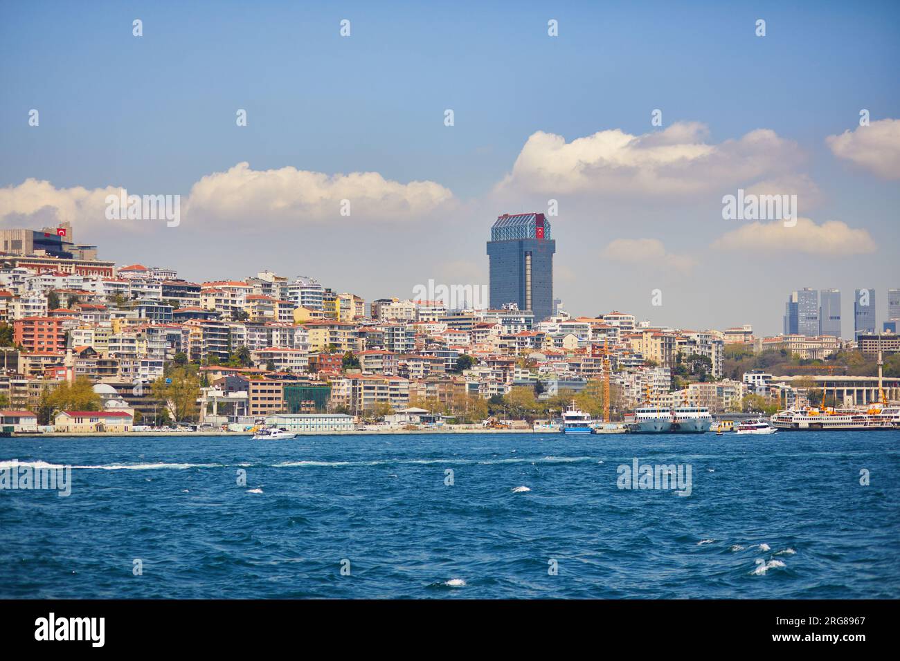 Scenic city view across the Bosphorus strait in Istanbul, Turkey Stock ...