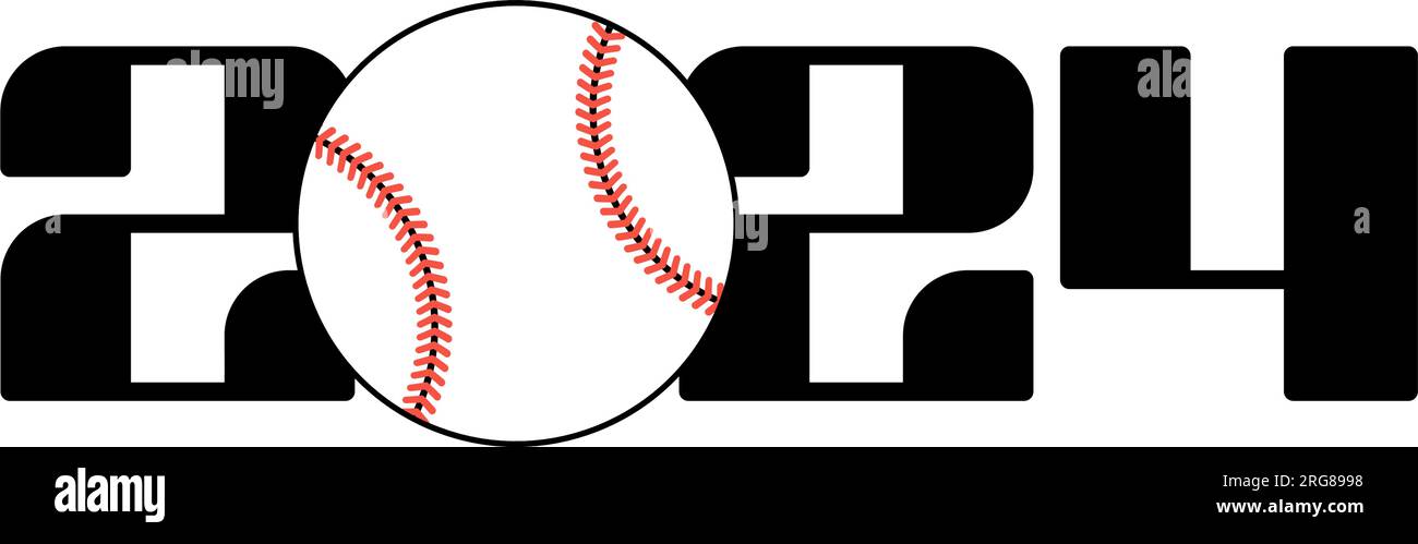 Happy New Year 2024 and baseball ball. Sports greeting card with sport ...