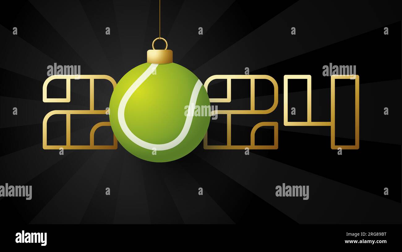 Happy New Year 2024 and tennis ball. Sports greeting card with sport ...