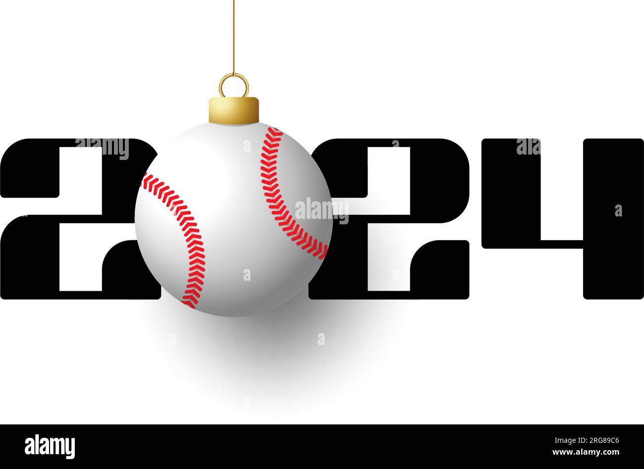 Happy New Year 2024 and baseball ball. Sports greeting card with sport ...