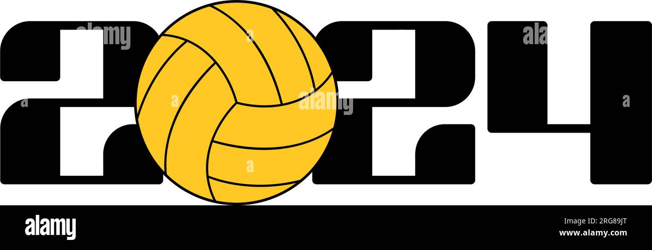 Happy New Year 2024 and volleyball ball. Sports greeting card with ...