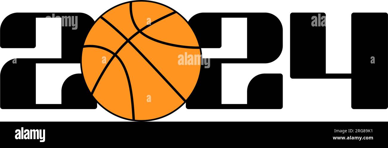 Happy New Year 2024 and basketball ball. Sports greeting card with ...