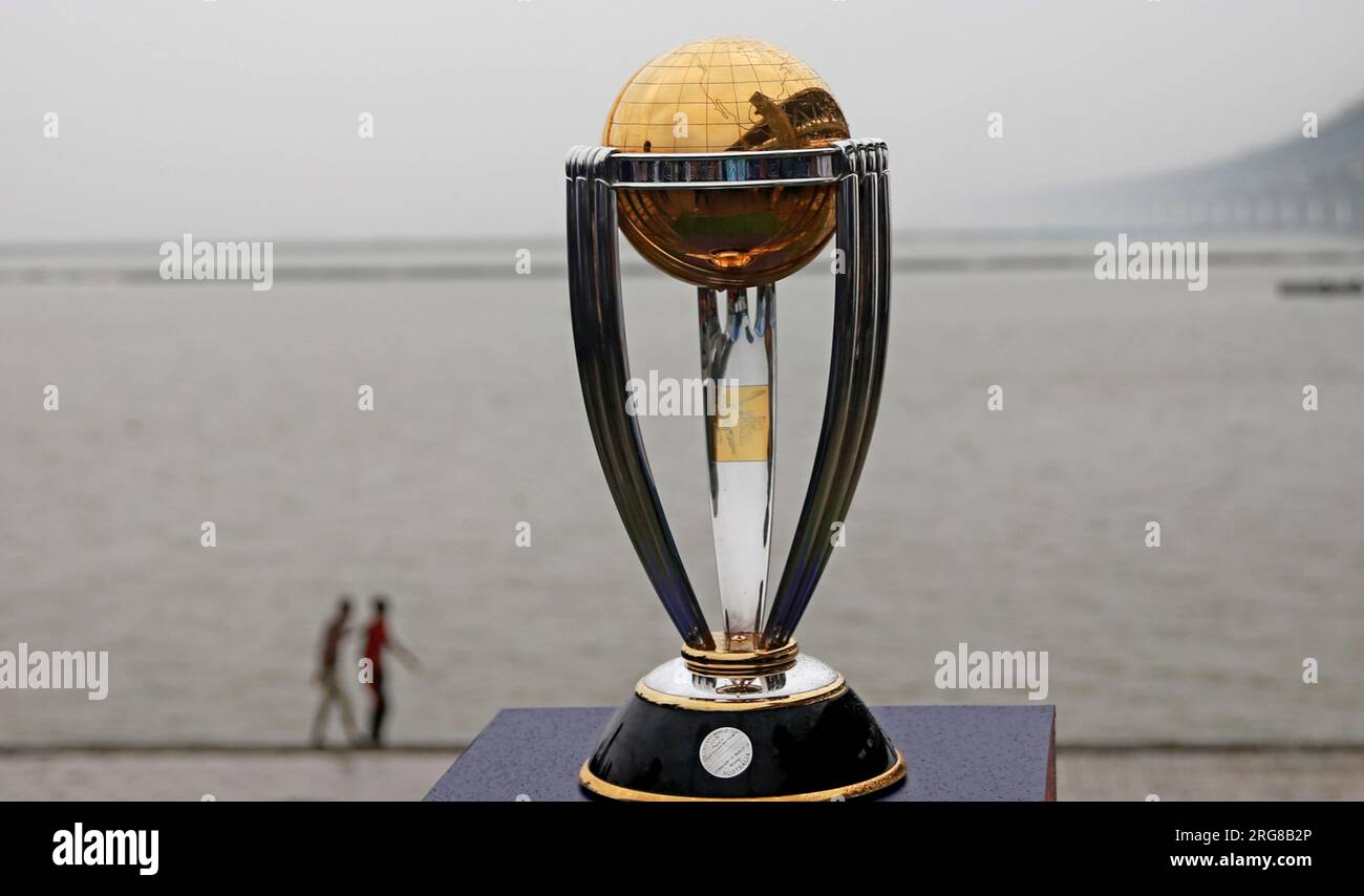 The ICC Cricket World Cup 2023 trophy on display at the Padma Bridge ...