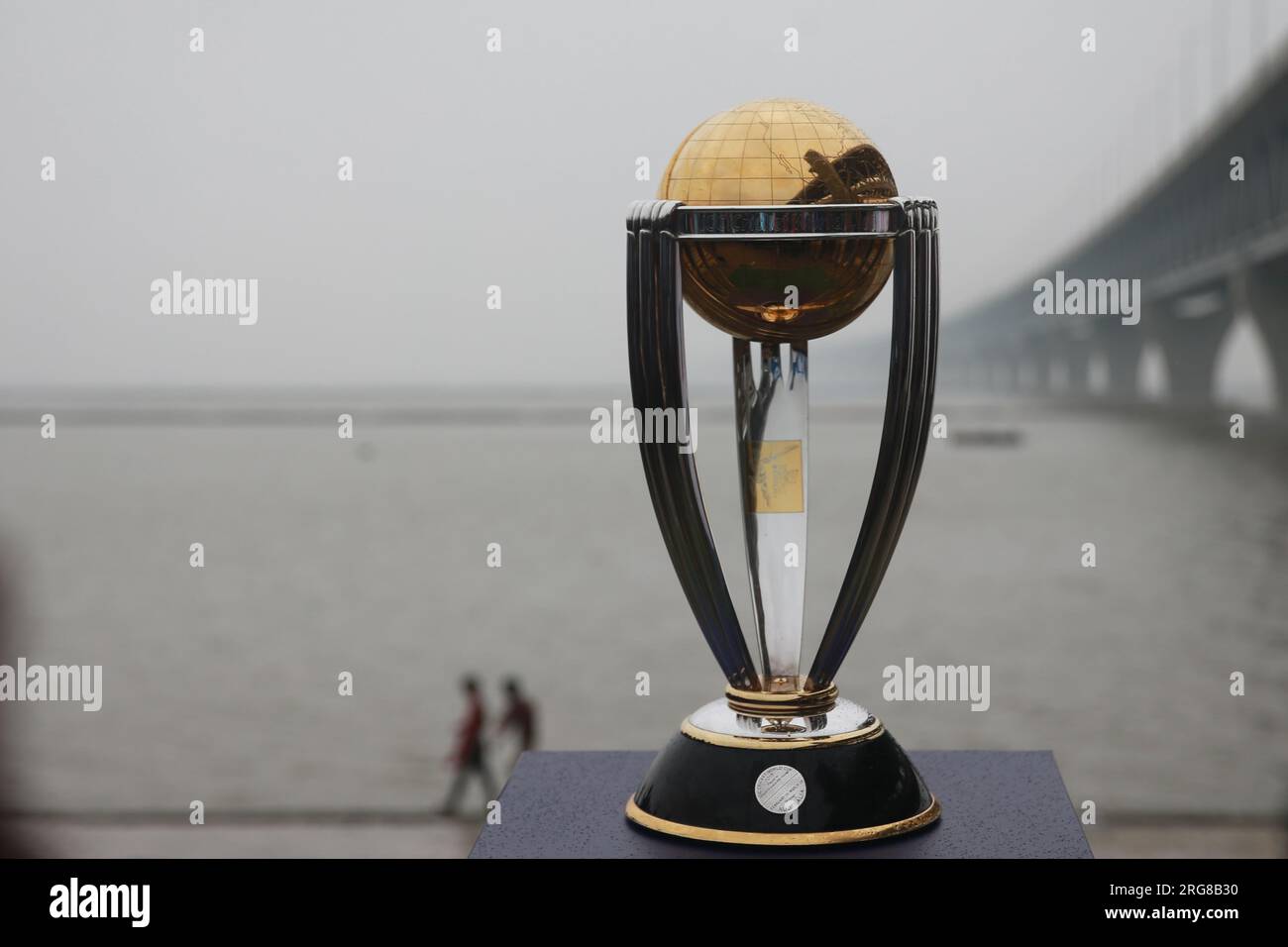 The ICC Cricket World Cup 2023 trophy on display at the Padma Bridge ...