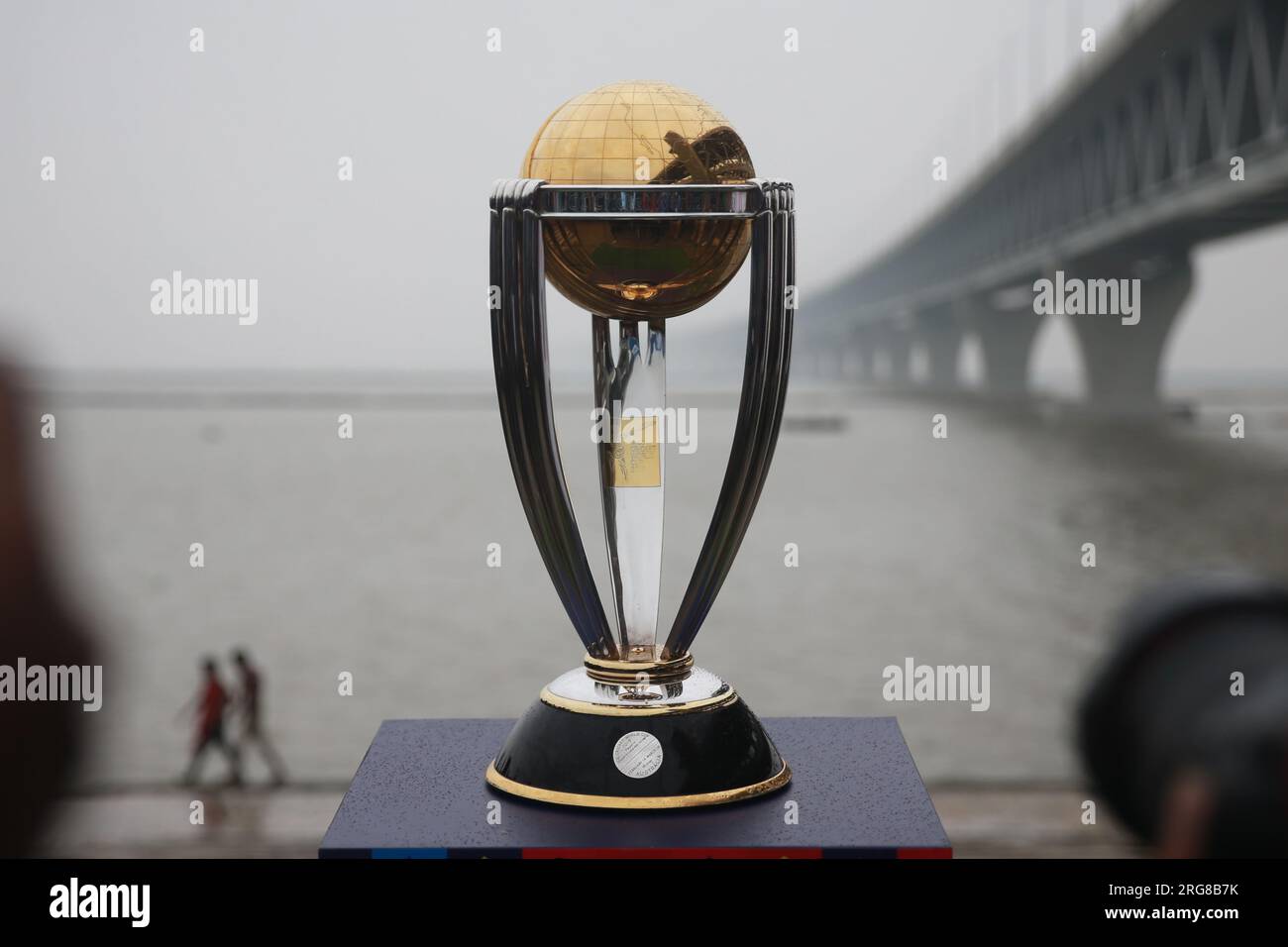 The ICC Cricket World Cup 2023 trophy on display at the Padma Bridge ...