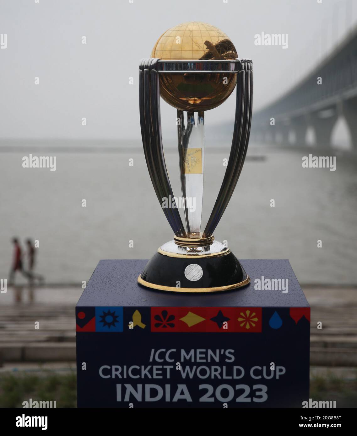 The ICC Cricket World Cup 2023 trophy on display at the Padma Bridge ...
