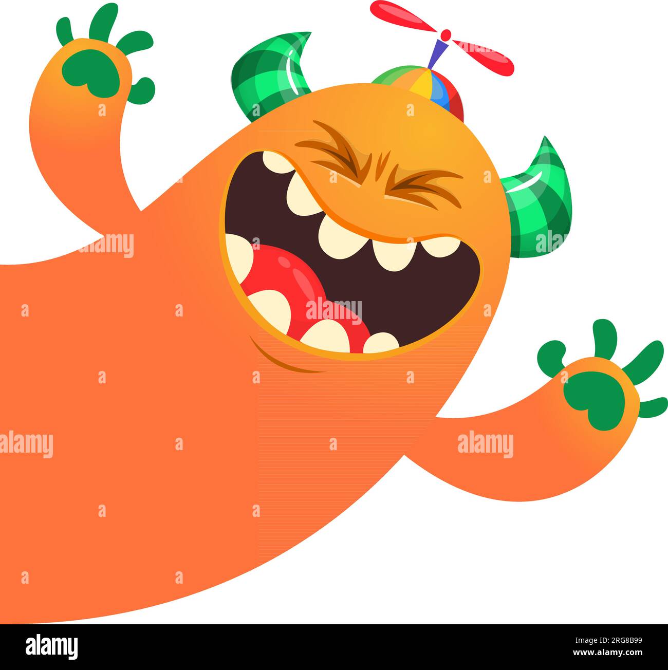 Funny cartoon monster character. Illustration of cute and happy alien ...