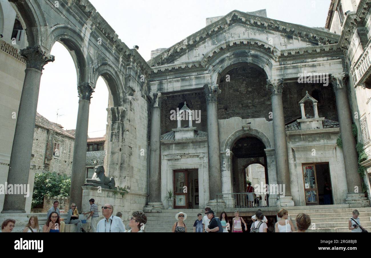 Historic view of Split monuments summer of 2005. Scanned analog photo ...