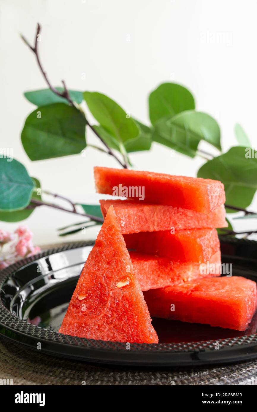 Watermelon slices on vibrant hi-res stock photography and images - Alamy