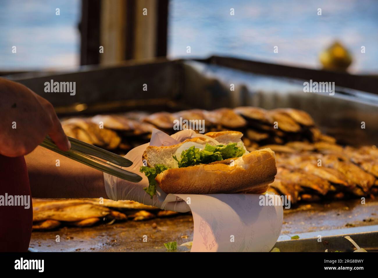 Istanbul, Turkey, Turkiye. Fish Sandwich Restaurant by the Galata ...