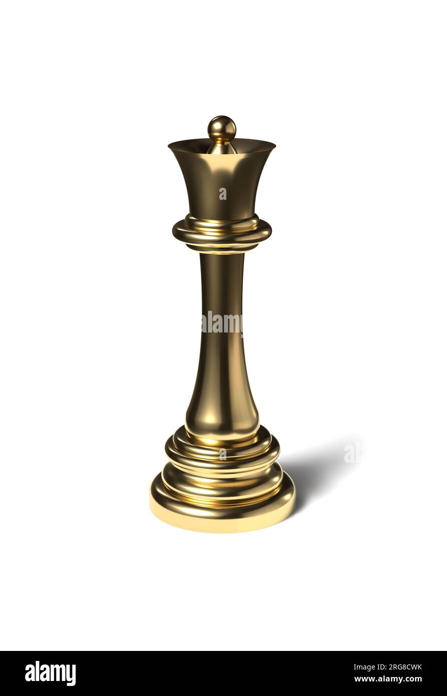golden chess queen with shadow. 3d illustration Stock Photo - Alamy