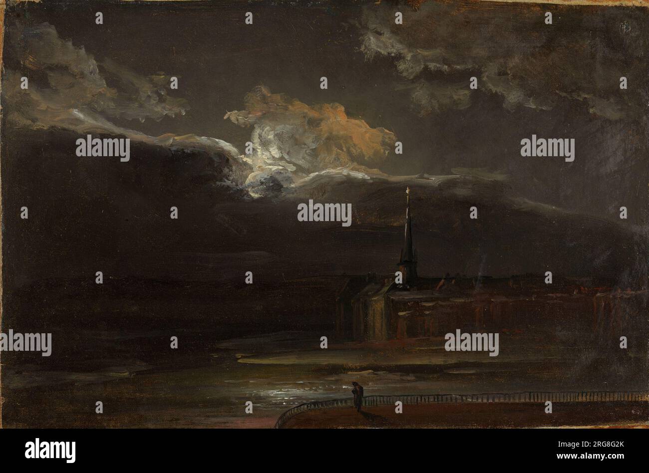 Dresden in Moonlight by Johan Christian Dahl Stock Photo - Alamy