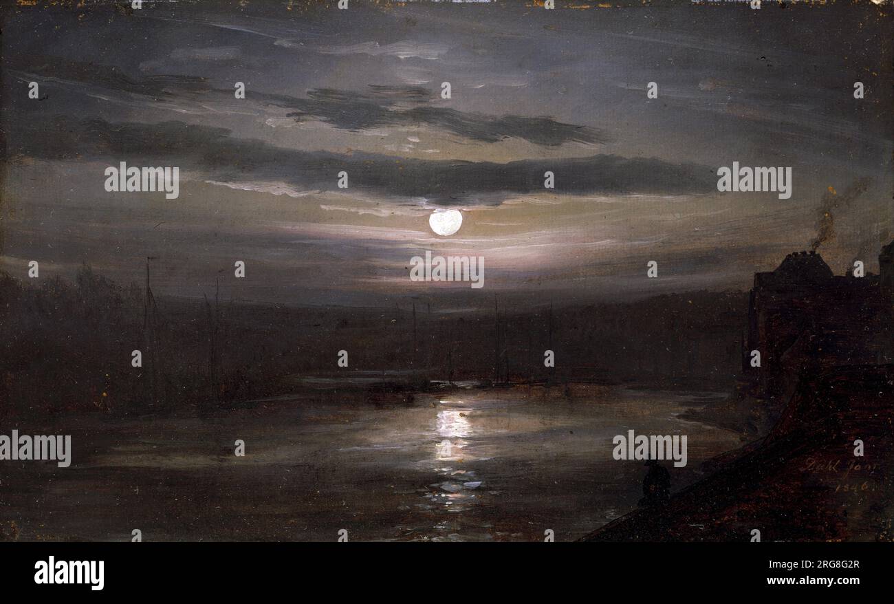 The Elbe in Moonlight 1846 by Johan Christian Dahl Stock Photo - Alamy