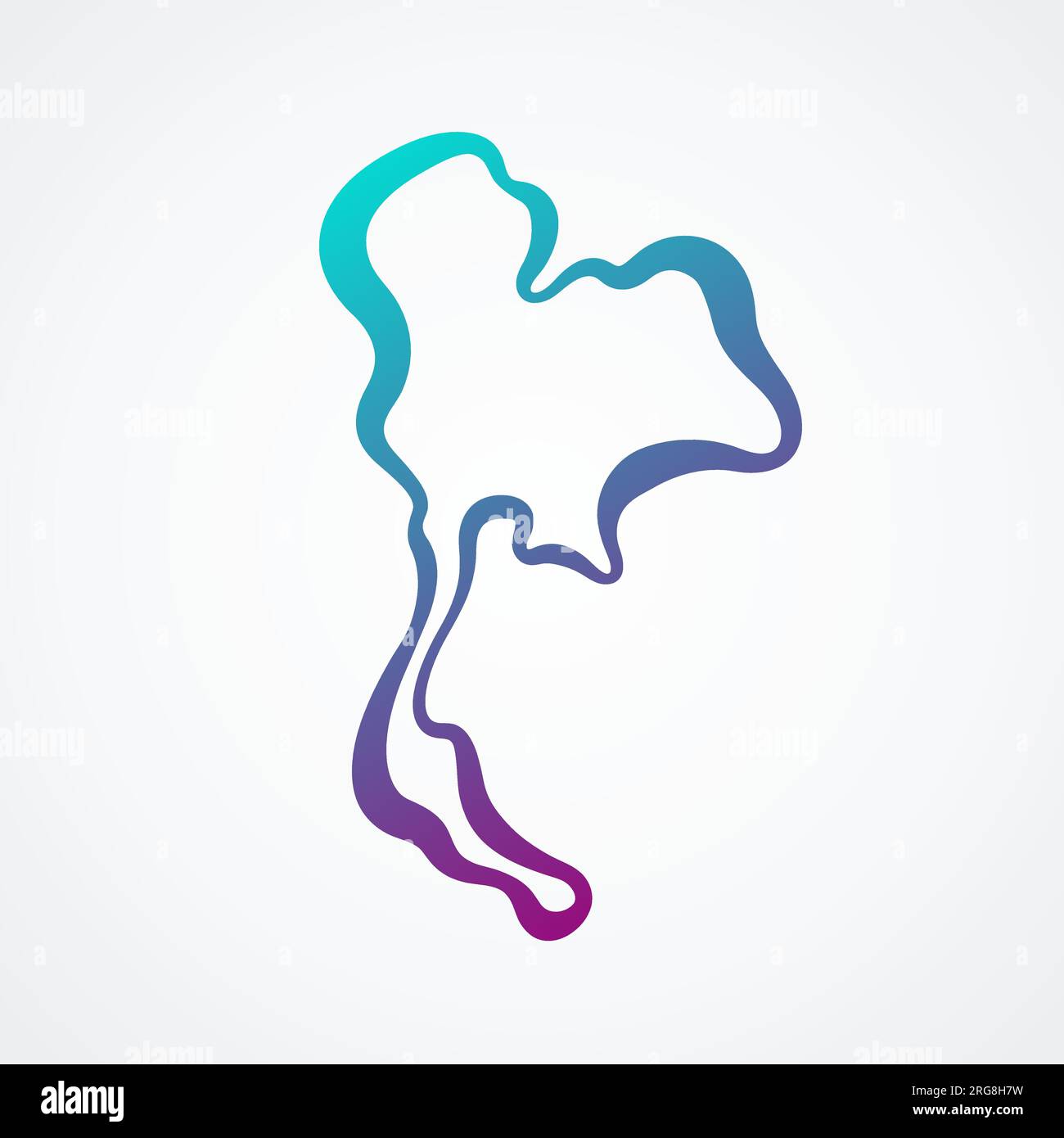 Outline map of Thailand with blue-purple gradient Stock Vector Image ...