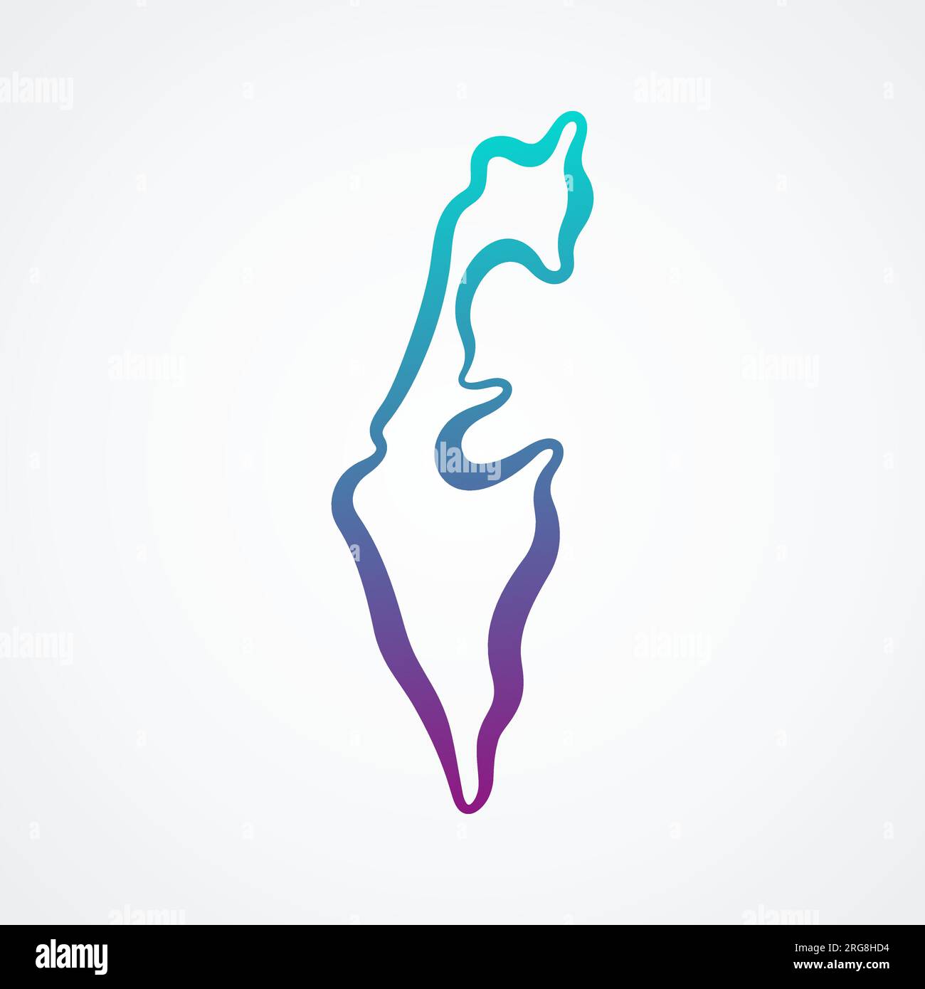 Outline map of Israel with blue-purple gradient Stock Vector Image ...