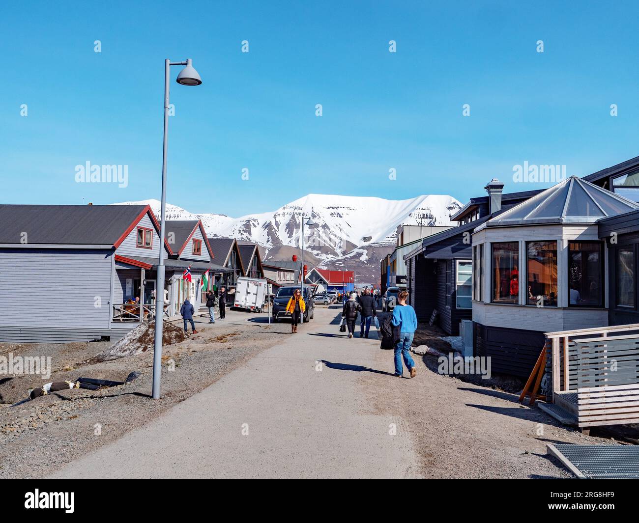 Longyearbyen main street in svalbard north pole. most northerly ...