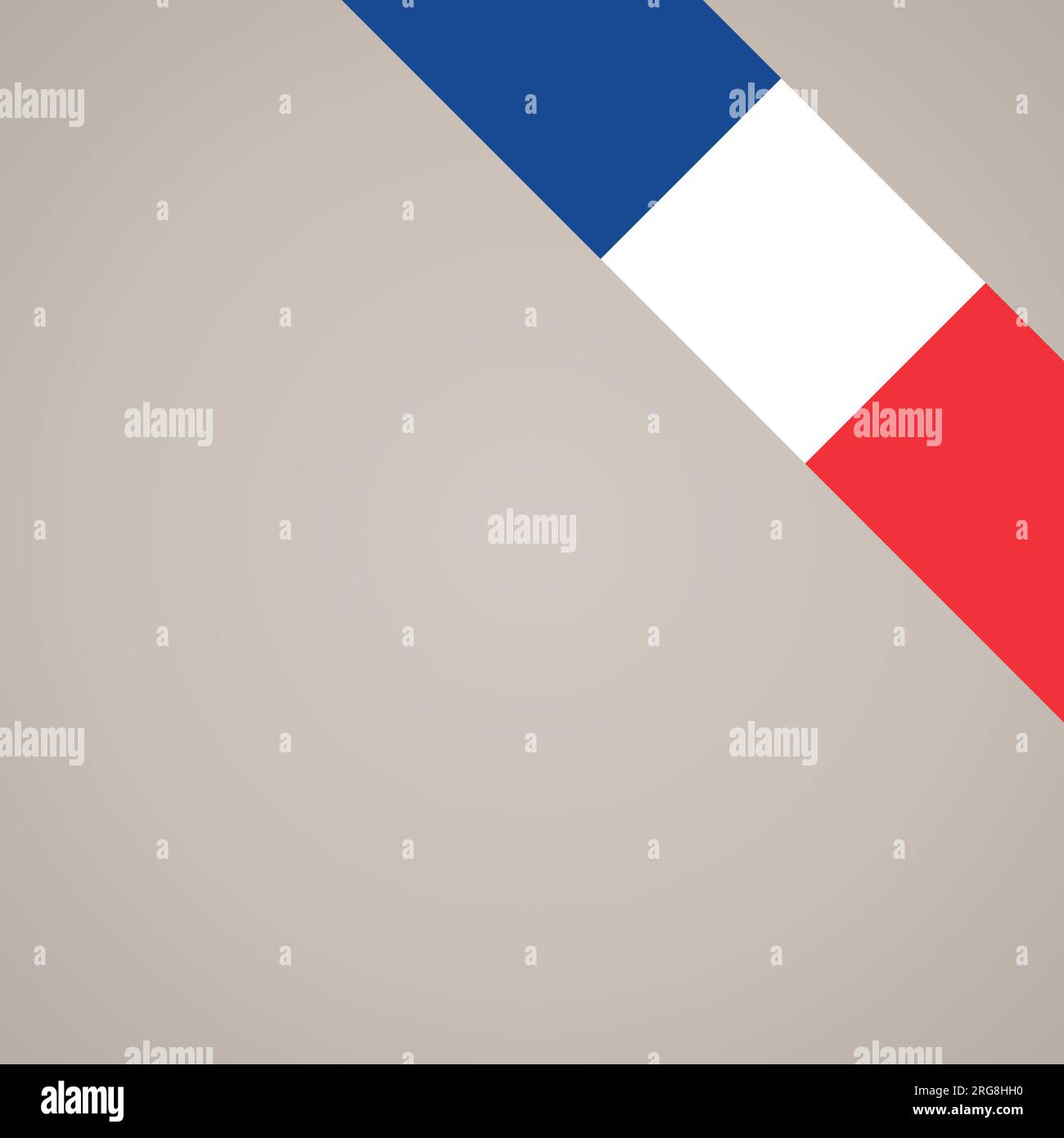 Corner slanted ribbon flag of France for a top right aera of a page ...