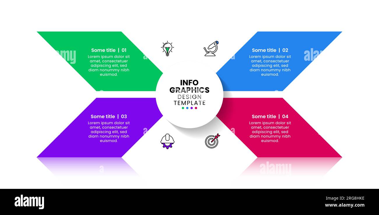 Infographic template with icons and 4 options or steps. Sharp banners ...