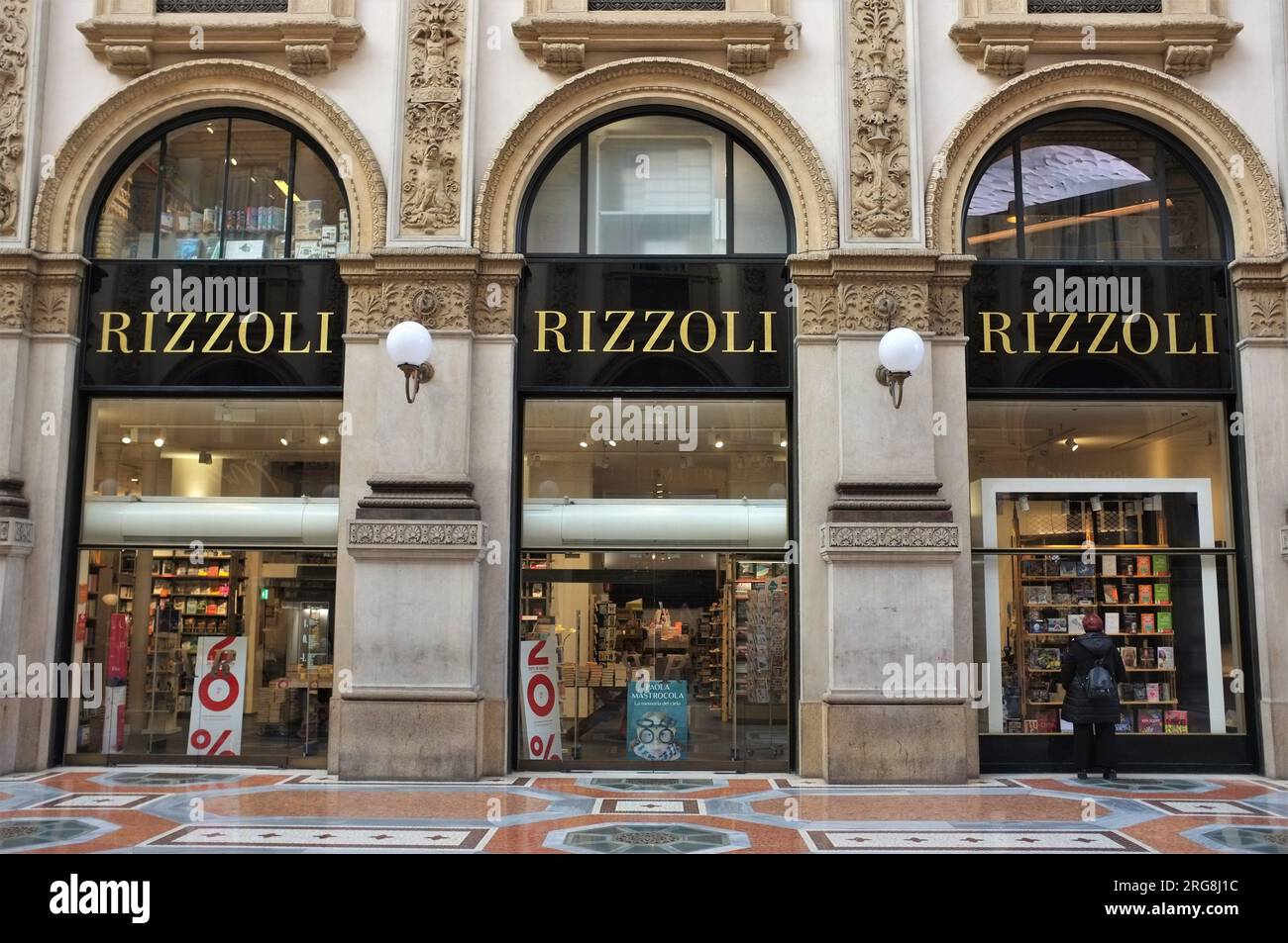 Rizzoli historical bookstore in Milan, Italy Stock Photo - Alamy
