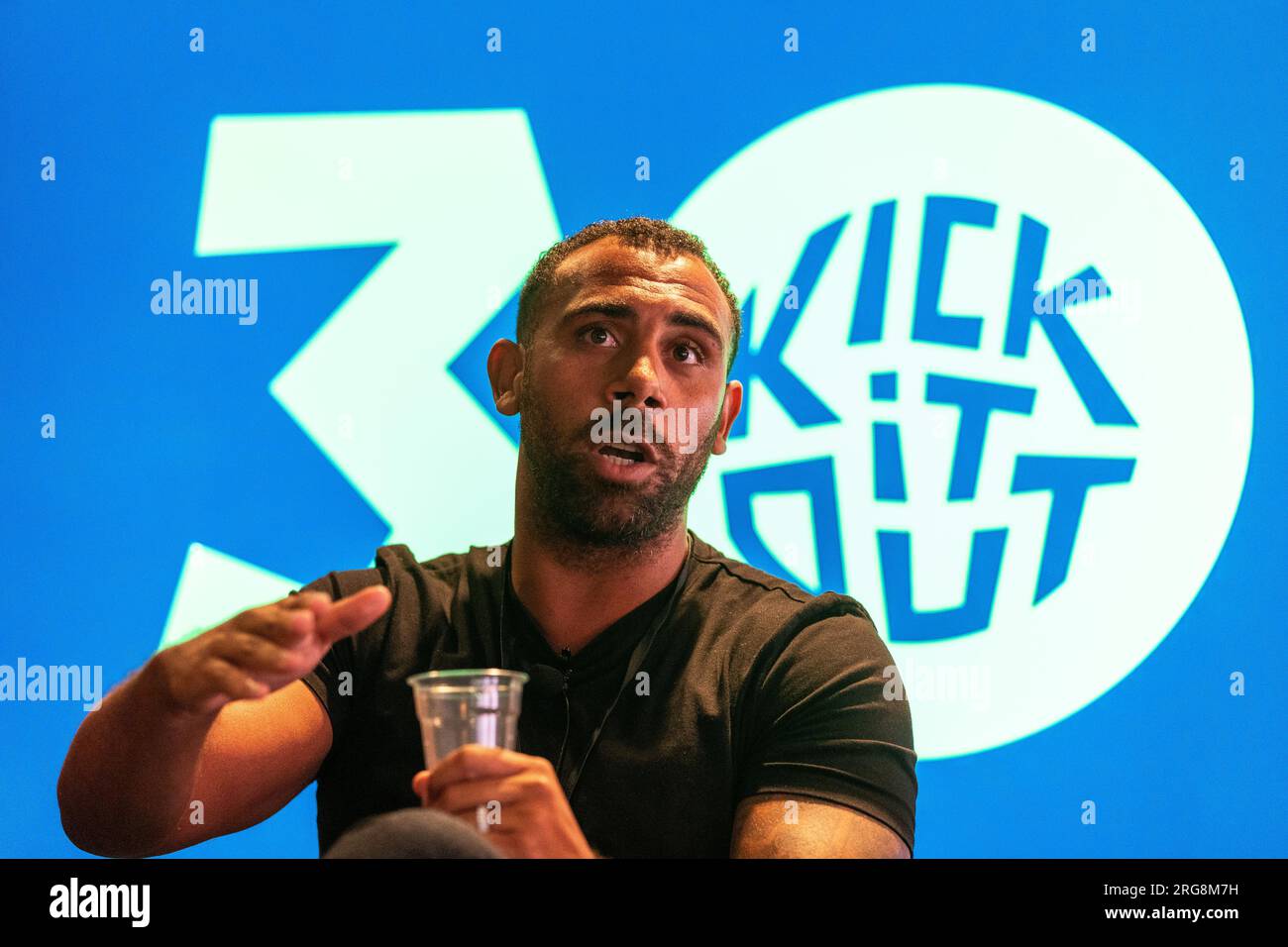 Former footballer Anton Ferdinand talking during panel during the Kick ...
