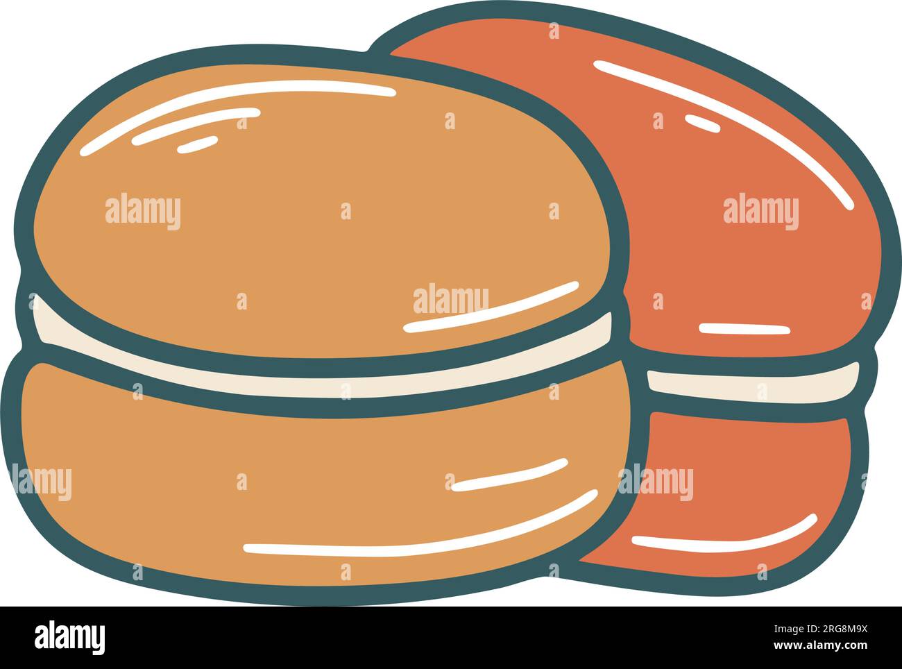 Hand drawn macaroon clip art. Traditional french macaroon color doodle ...