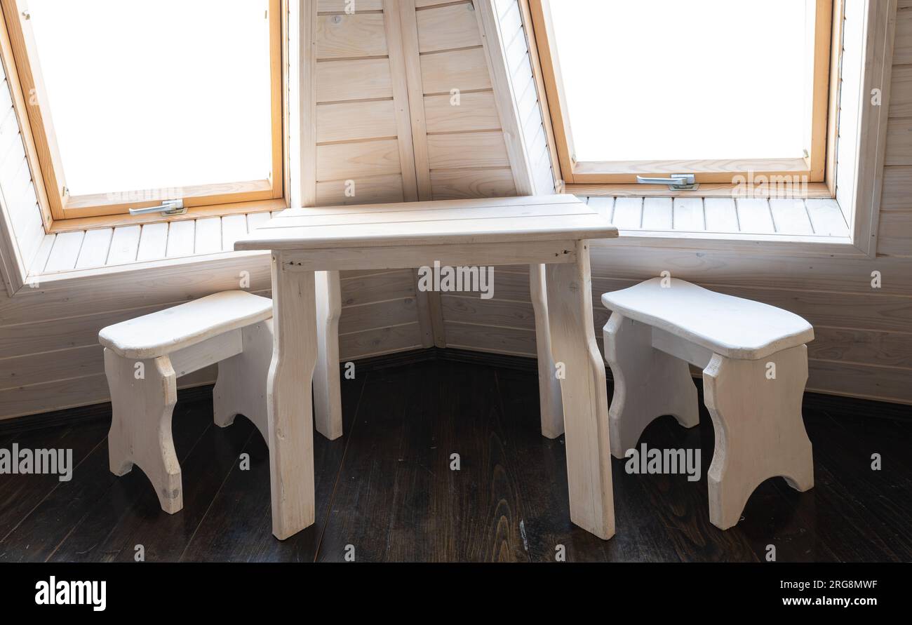 White leather stools hi-res stock photography and images - Alamy