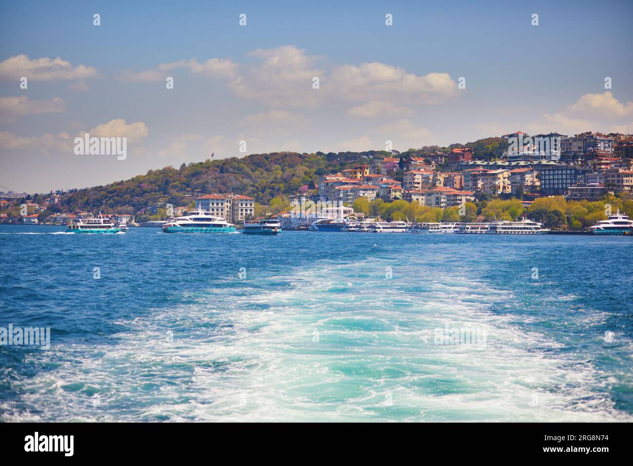 Scenic city view across the Bosphorus strait in Istanbul, Turkey Stock ...