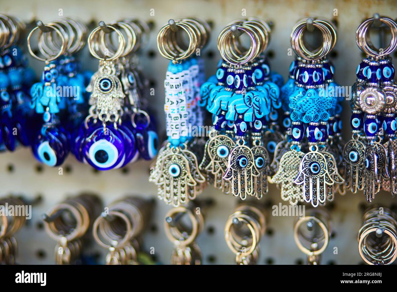 Various colorful jewelry and bijouterie on traditional Turkish market ...