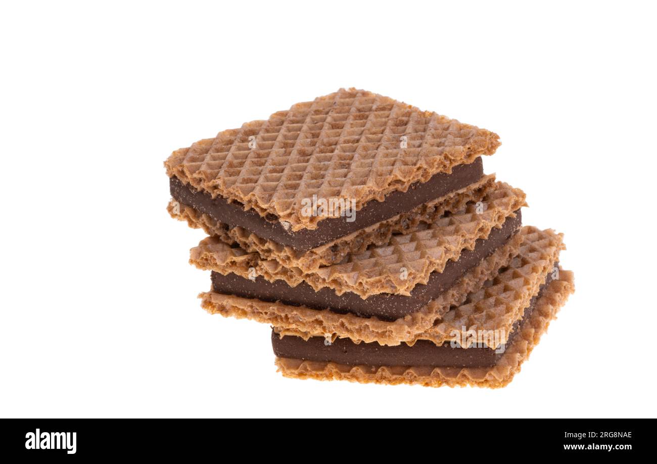 square chocolate wafers isolated on white background Stock Photo - Alamy