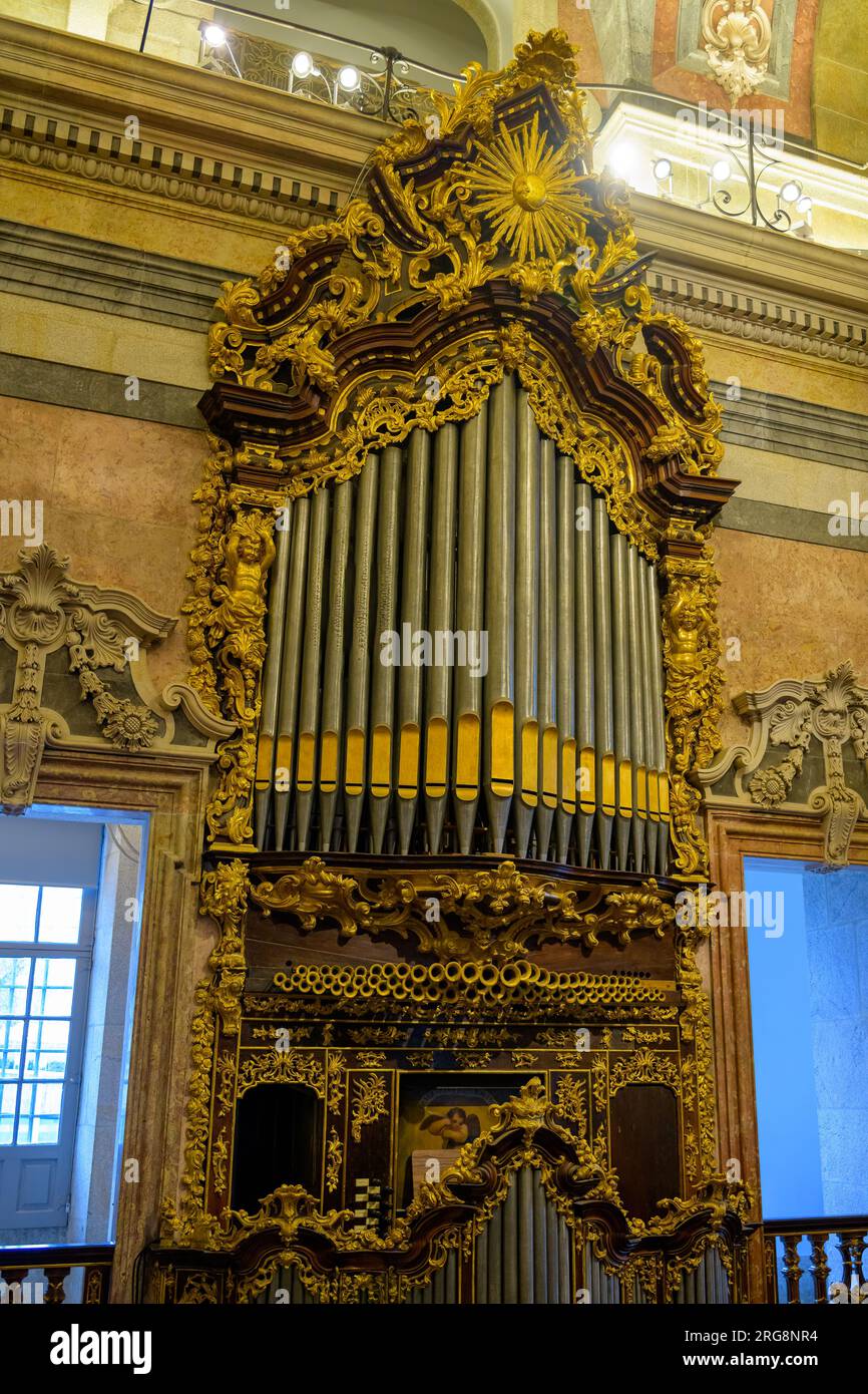 Porto, Portugal, Clerigos Church. Musical pipe organ. Architectural ...