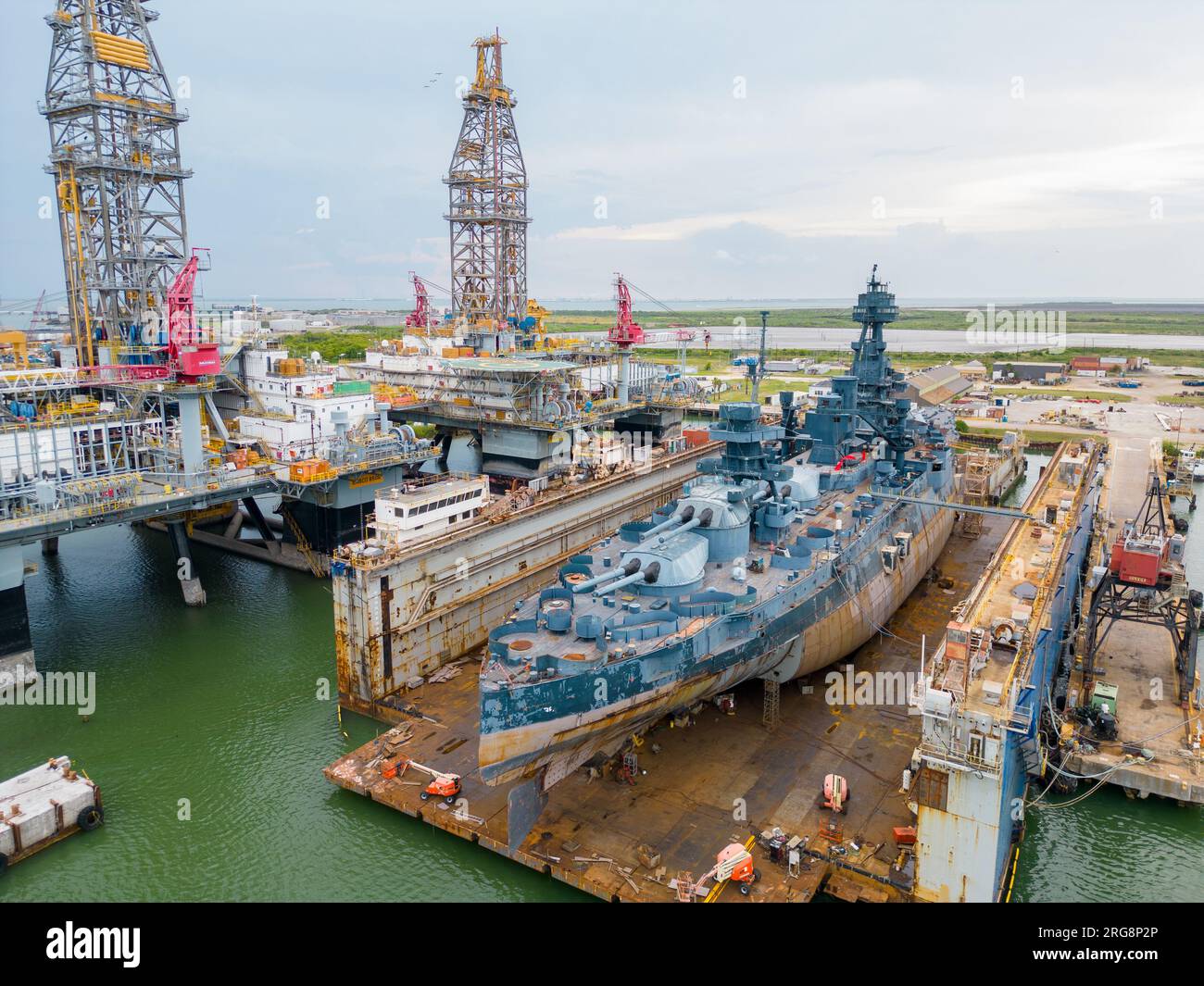 Galveston, TX, USA - July 23, 2023: Aerial photo Gulf Copper Dry Dock ...