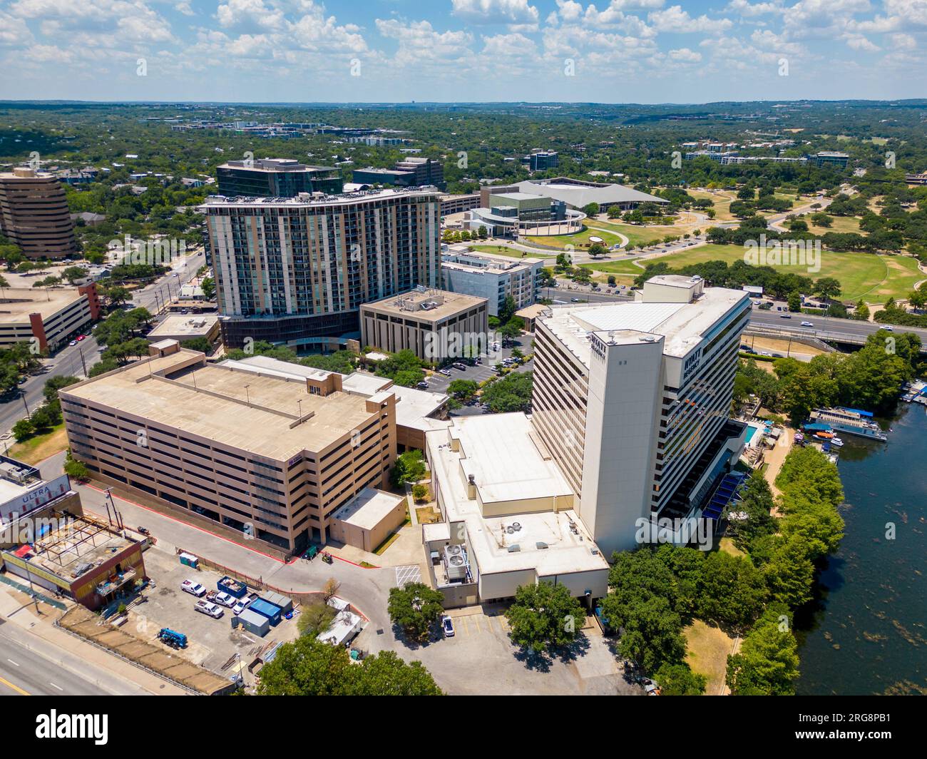 Austin, TX, USA - July 24, 2023: Aerial photo Hyatt Regency Hotel ...