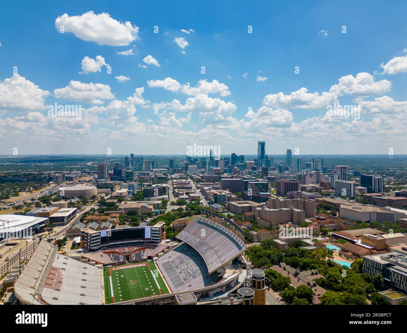 Austin, TX, USA - July 24, 2023: Aerial photo Darrell K Royal Texas ...