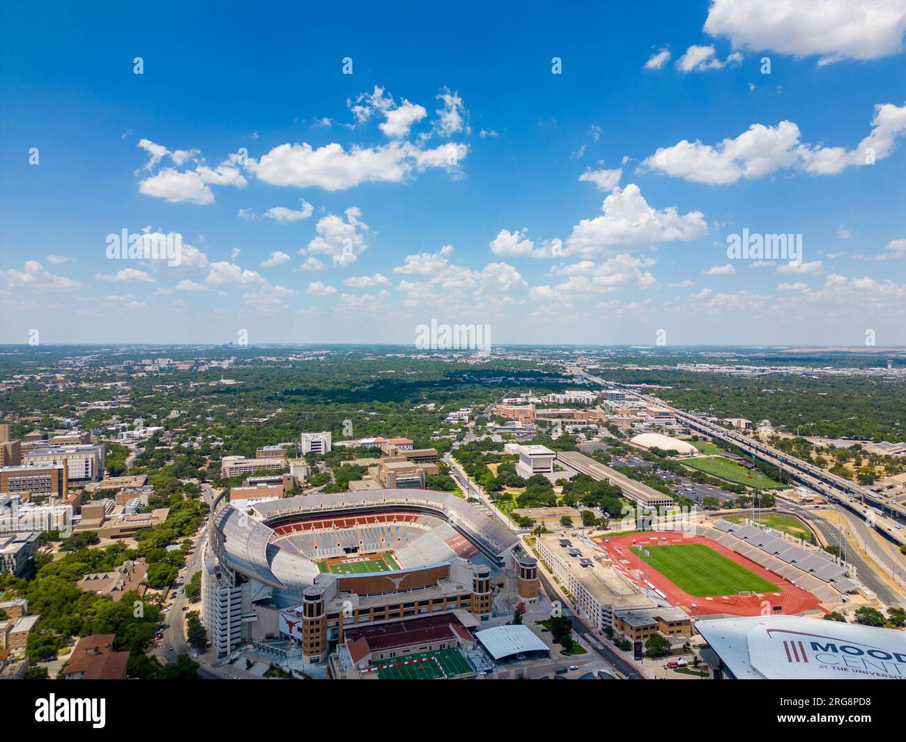Austin, TX, USA - July 24, 2023: Aerial photo Darrell K Royal Texas ...