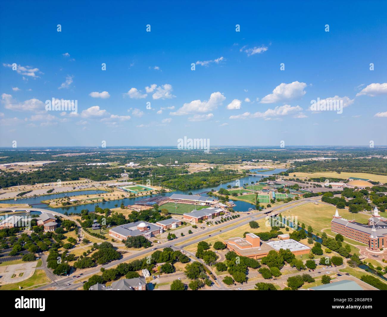 Waco, TX, USA - July 24, 2023: Aerial photo Baylor University on the ...