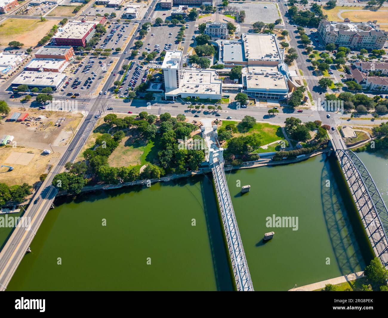 Waco, TX, USA - July 24, 2023: Aerial photo Waco Convention Center on ...