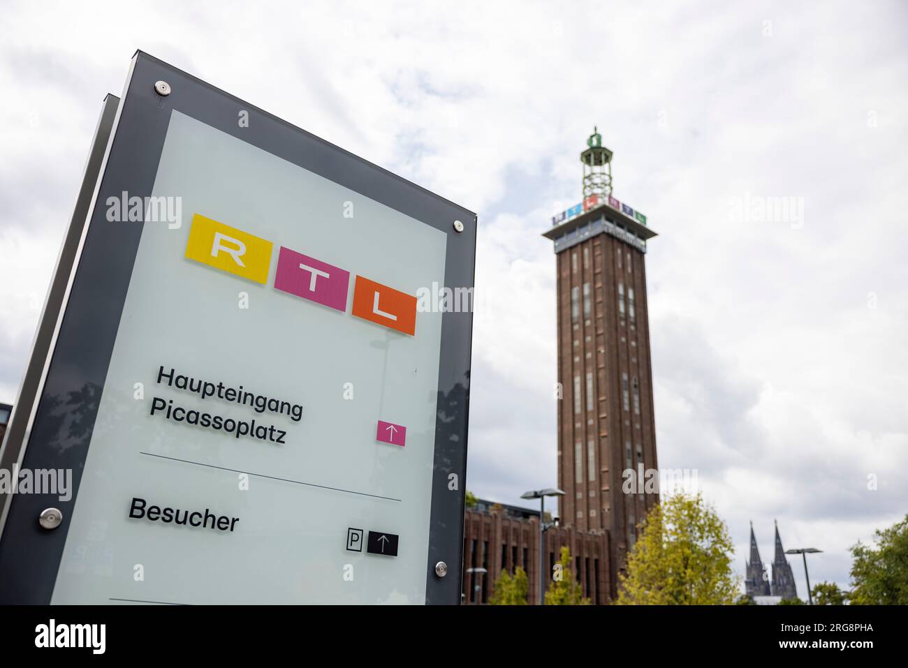 Cologne, Germany. 08th Aug, 2023. A company sign of RTL Germany stands ...