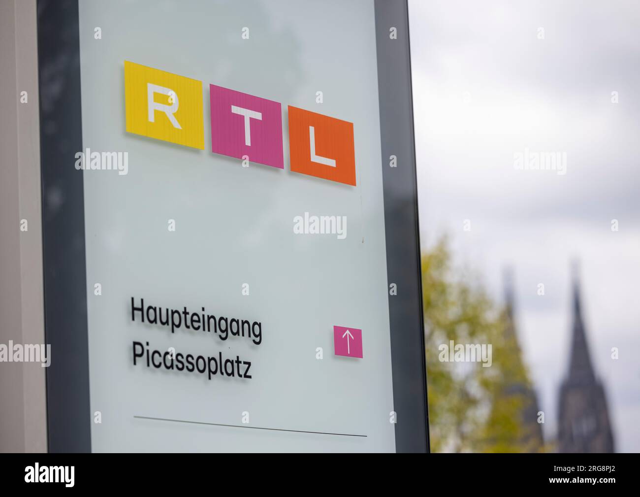 Cologne, Germany. 08th Aug, 2023. A company sign of RTL Germany stands ...