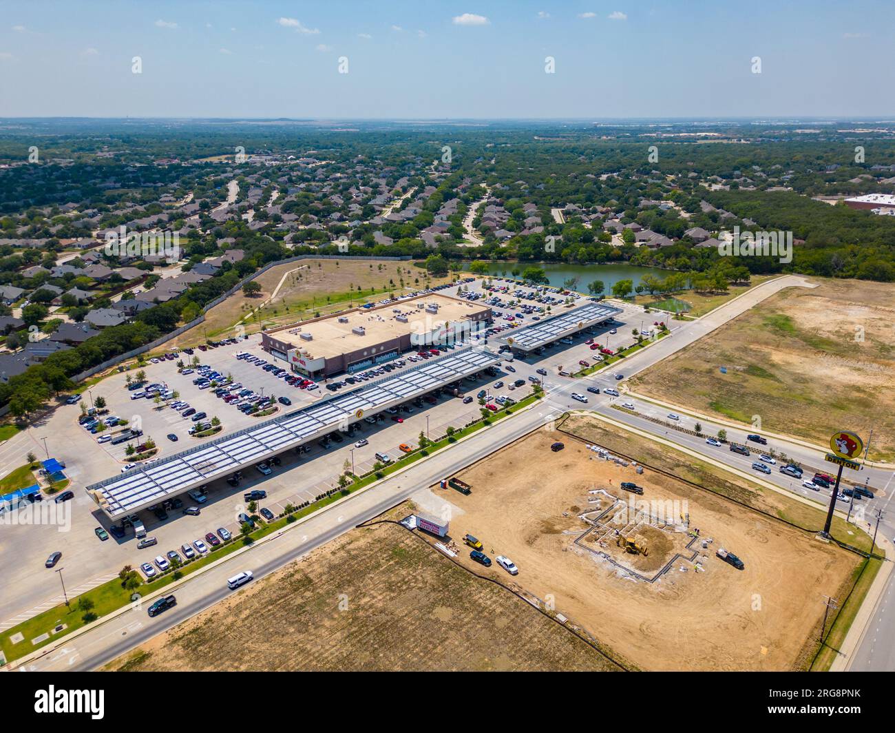 Denton, TX, USA - July 28, 2023: Aerial photo Bucees Buc ees gas ... Denton, TX, USA - July 28, 2023: Aerial photo Bucees Buc ees gas ...
