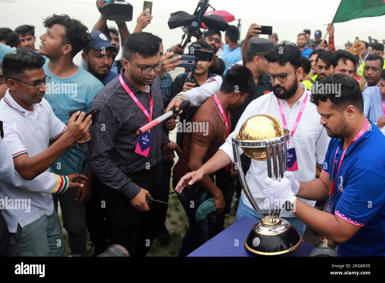 The ICC Cricket World Cup 2023 trophy on display at the Padma Bridge ...