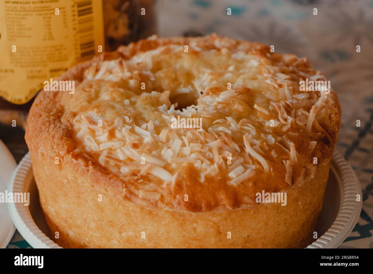 simple whole homemade cocconut cake Stock Photo - Alamy