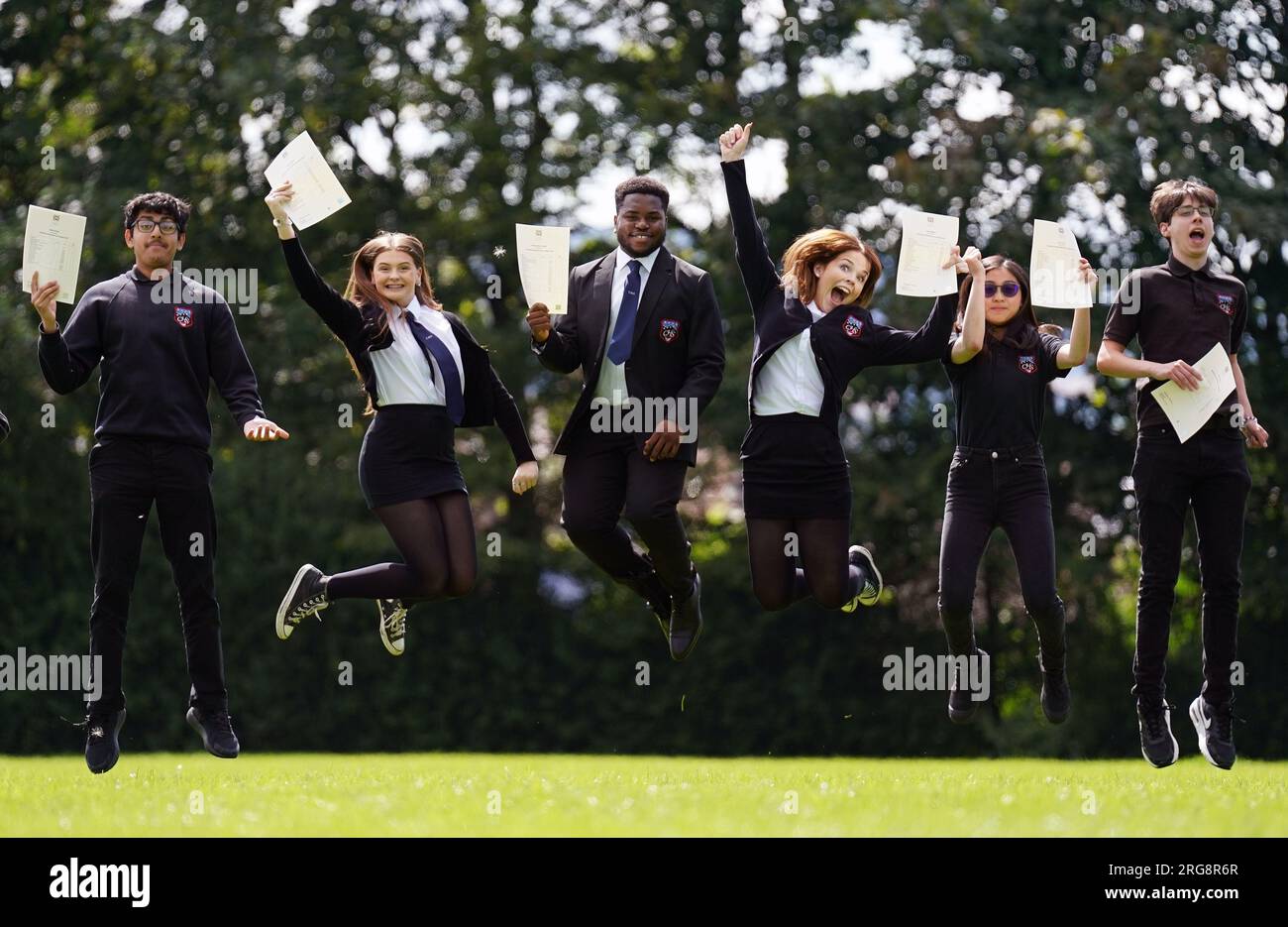 Pupils from Craigmount High School in Edinburgh celebrate their exam ...