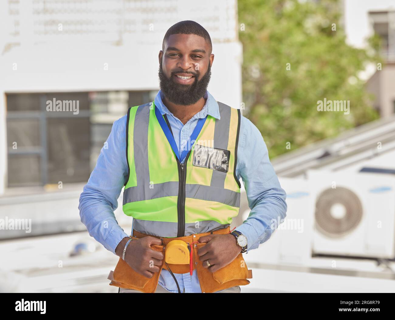 Black man, portrait and construction, maintenance and engineer with ...