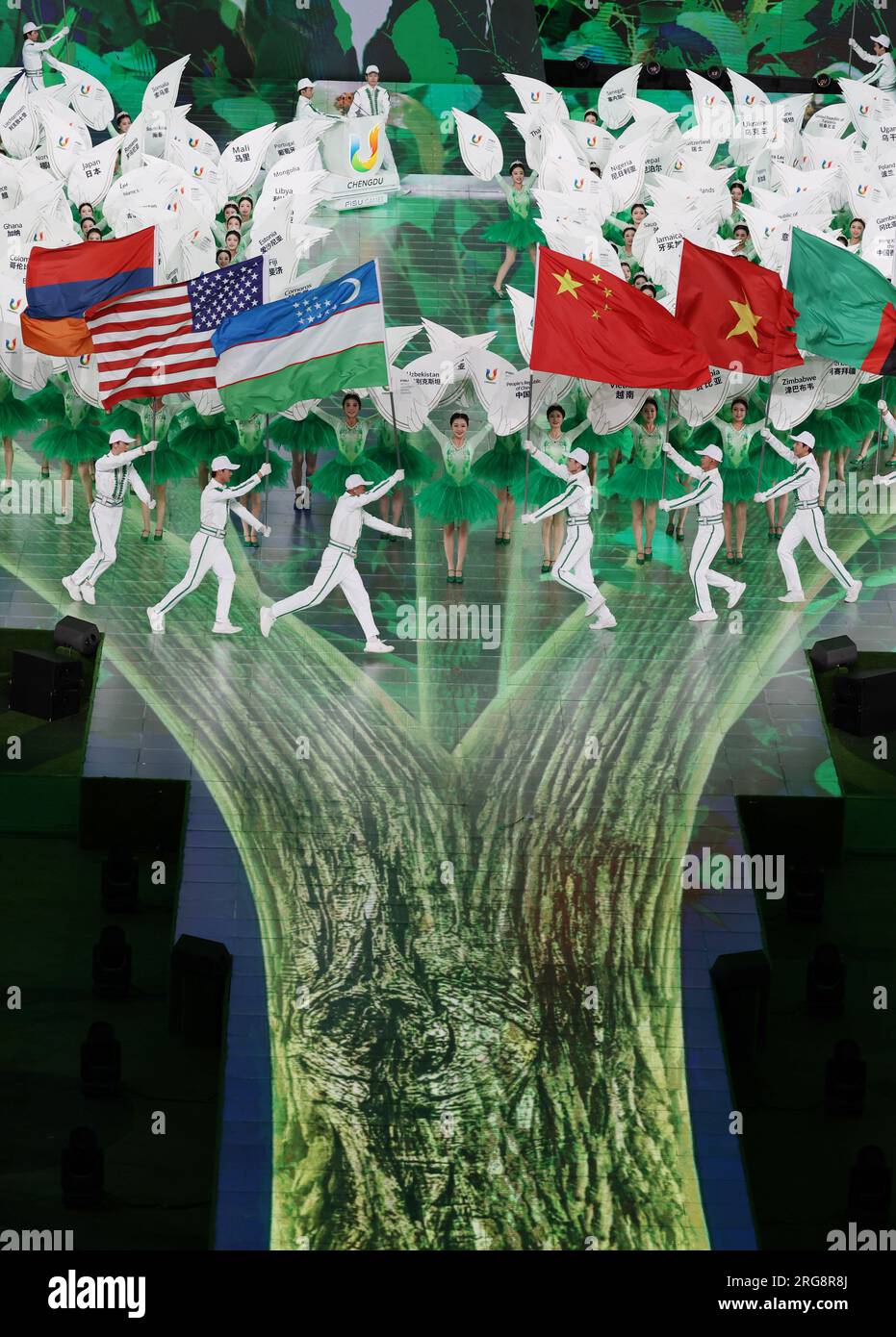 Chengdu, China's Sichuan Province. 8th Aug, 2023. Flag and placard ...